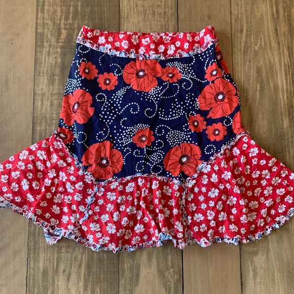 Odille | Skirts | Anthropologie Odille Red White Blue Poppy Skirt ...